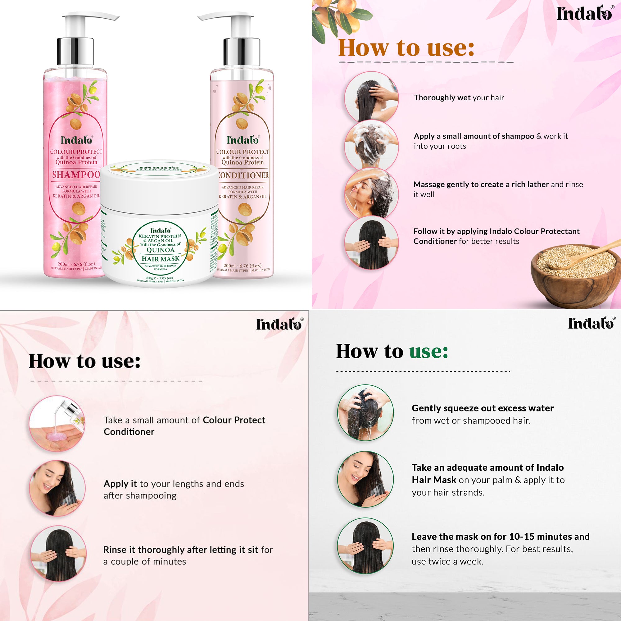 Buy Indalo Hair Color Protection Combo | Shampoo, Conditioner & Mask