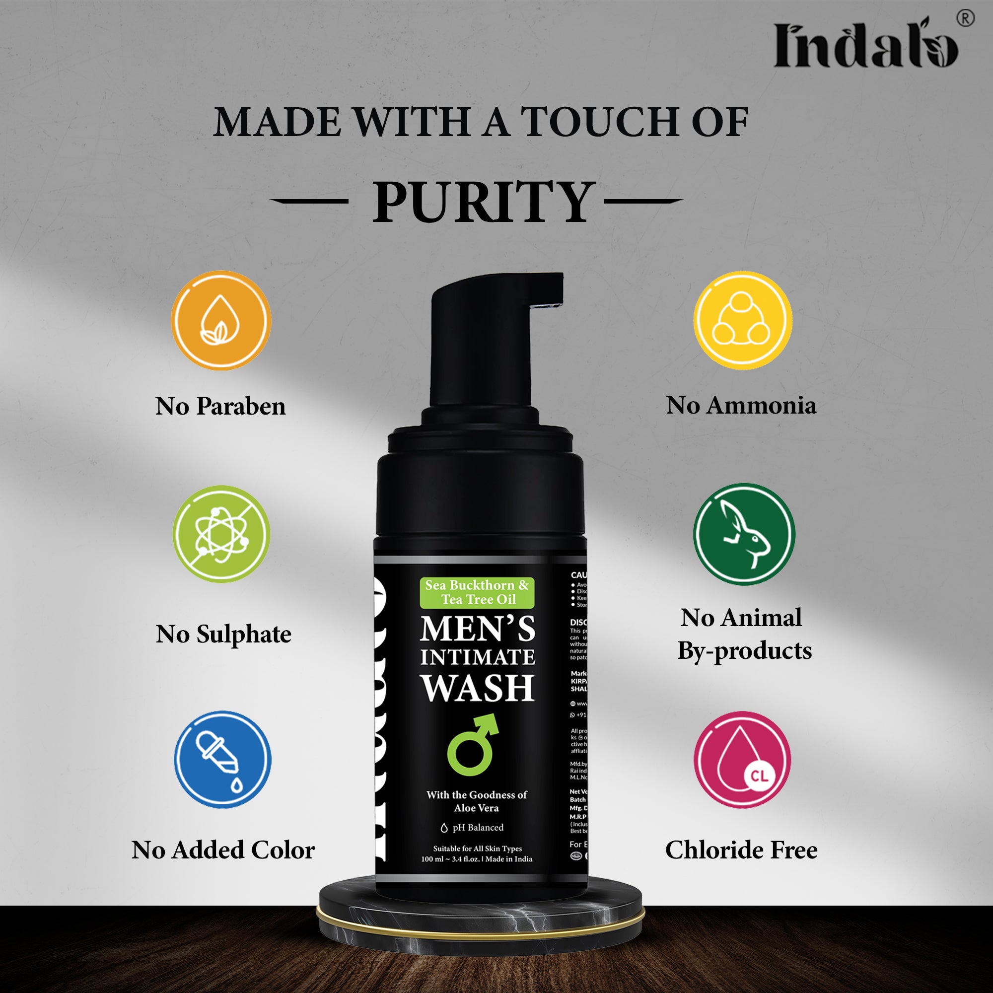 Buy Indalo Intimate Wash for Men | Tea Tree Oil & Sea Buckthorn - 100 ml