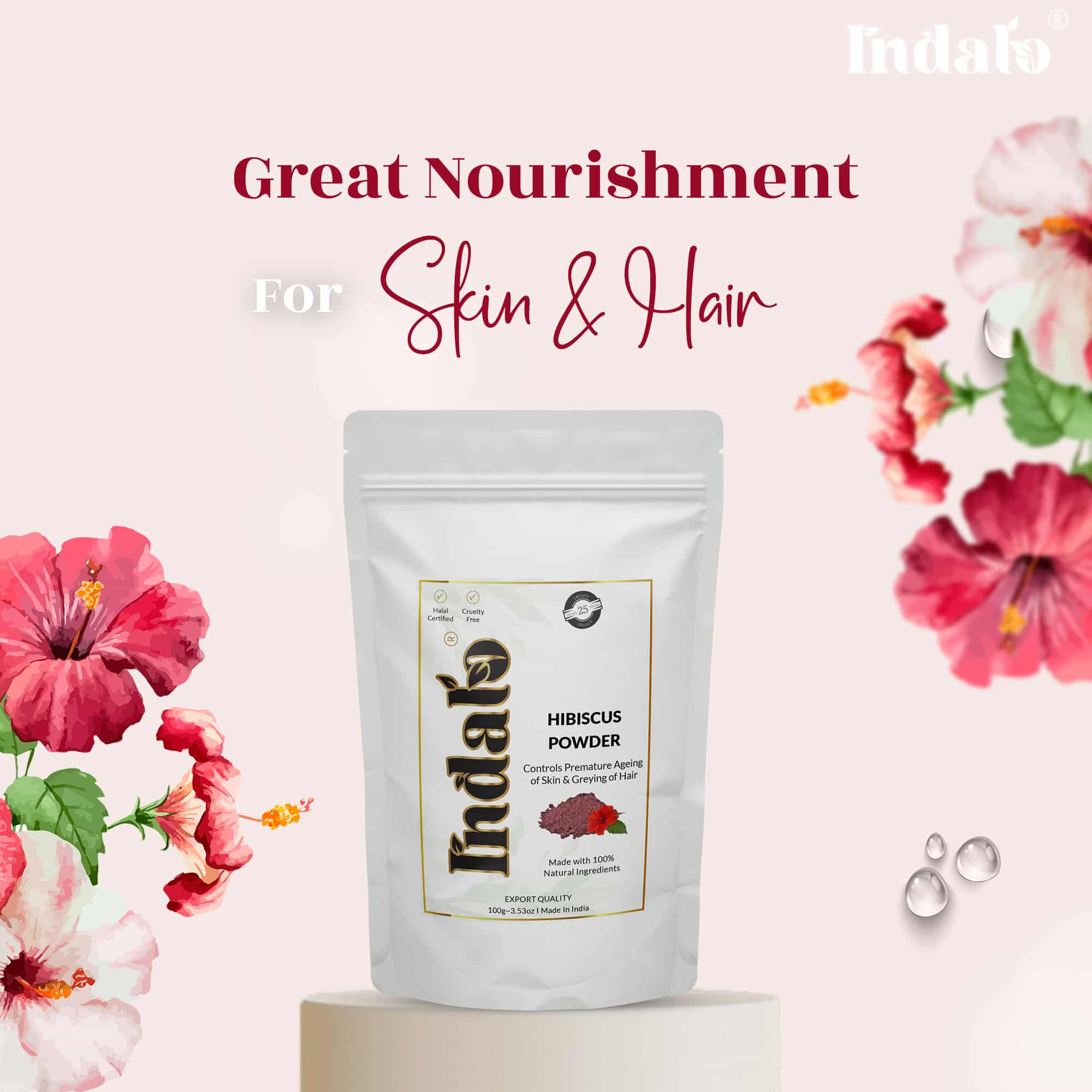 Hibiscus Powder for Skin & Hair | Buy from Indalo
