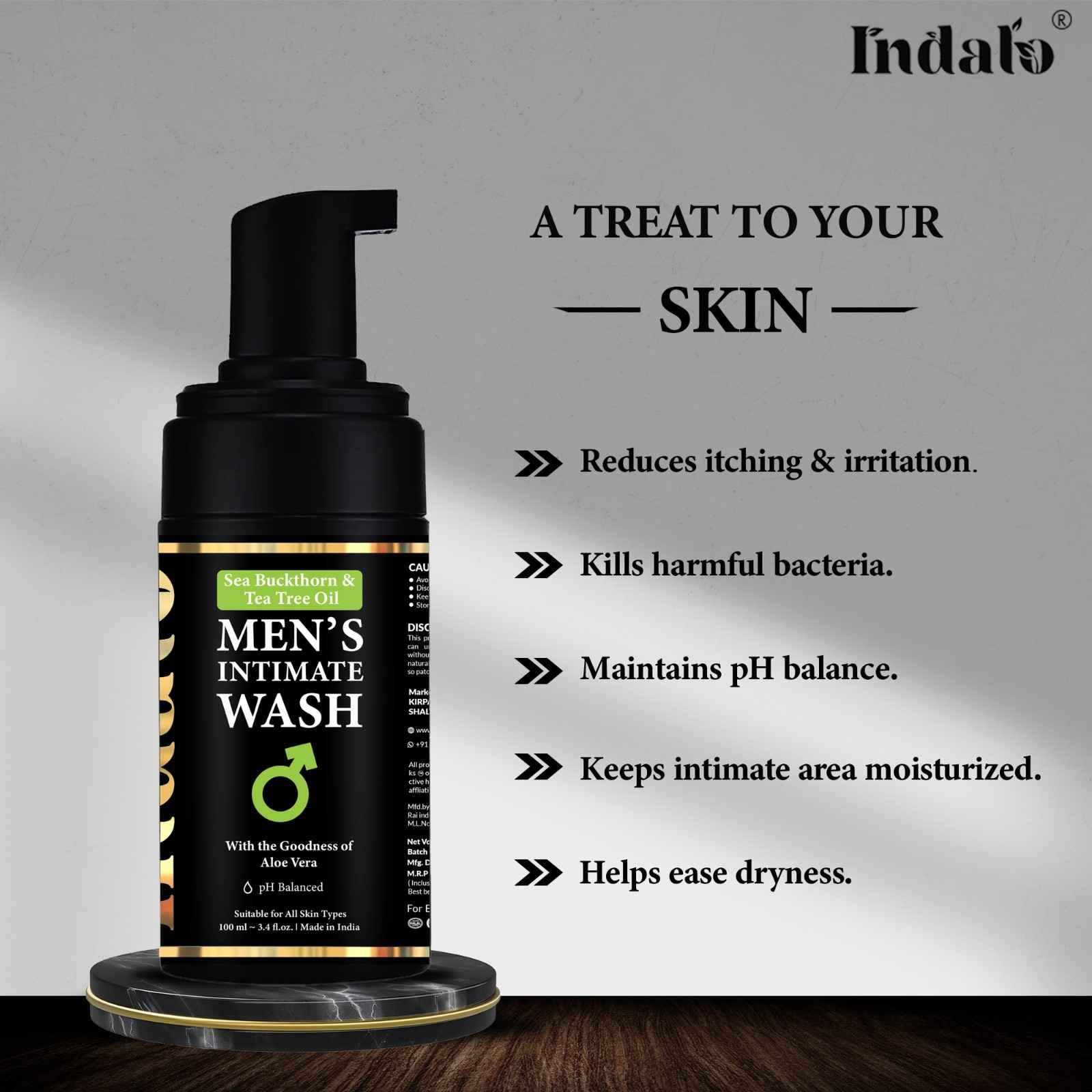 Men’s Intimate Wash with Tea Tree Oil & Sea Buckthorn – Buy now – Indalo