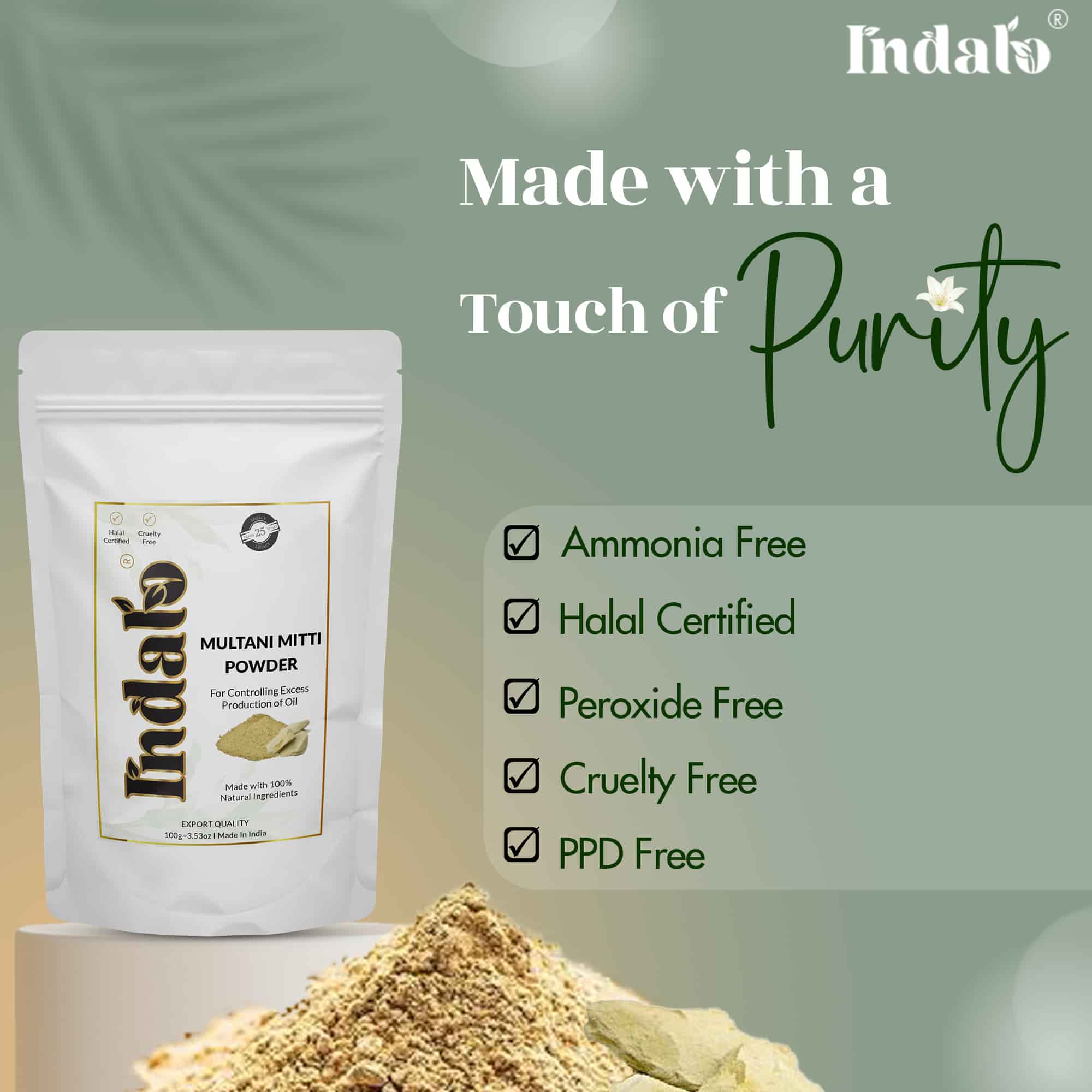 Natural Multani Mitti Powder for Dark Spots on Face | Indalo