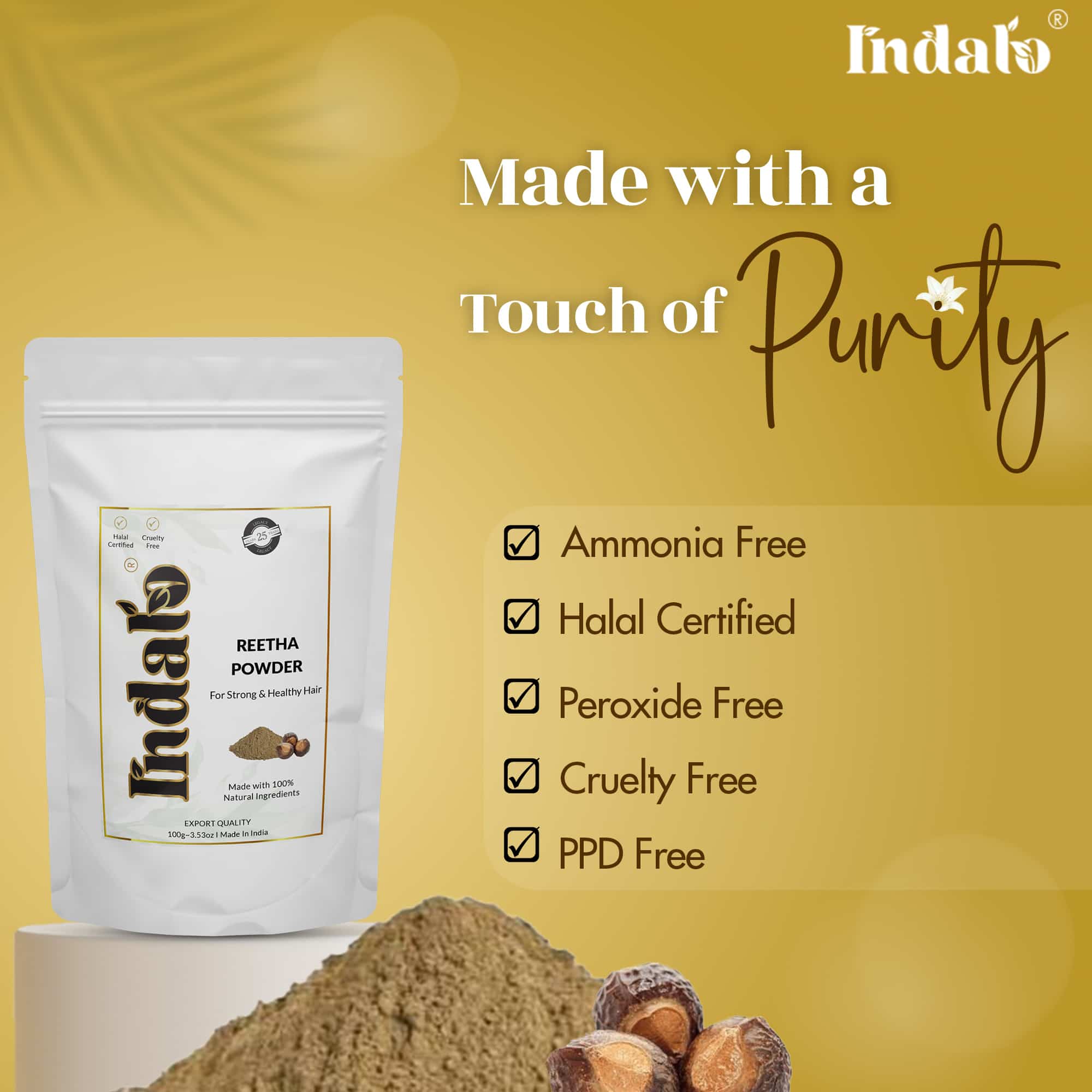 Indalo Reetha Powder for Hair | Best Herb for Anti Dandruff | Indalo