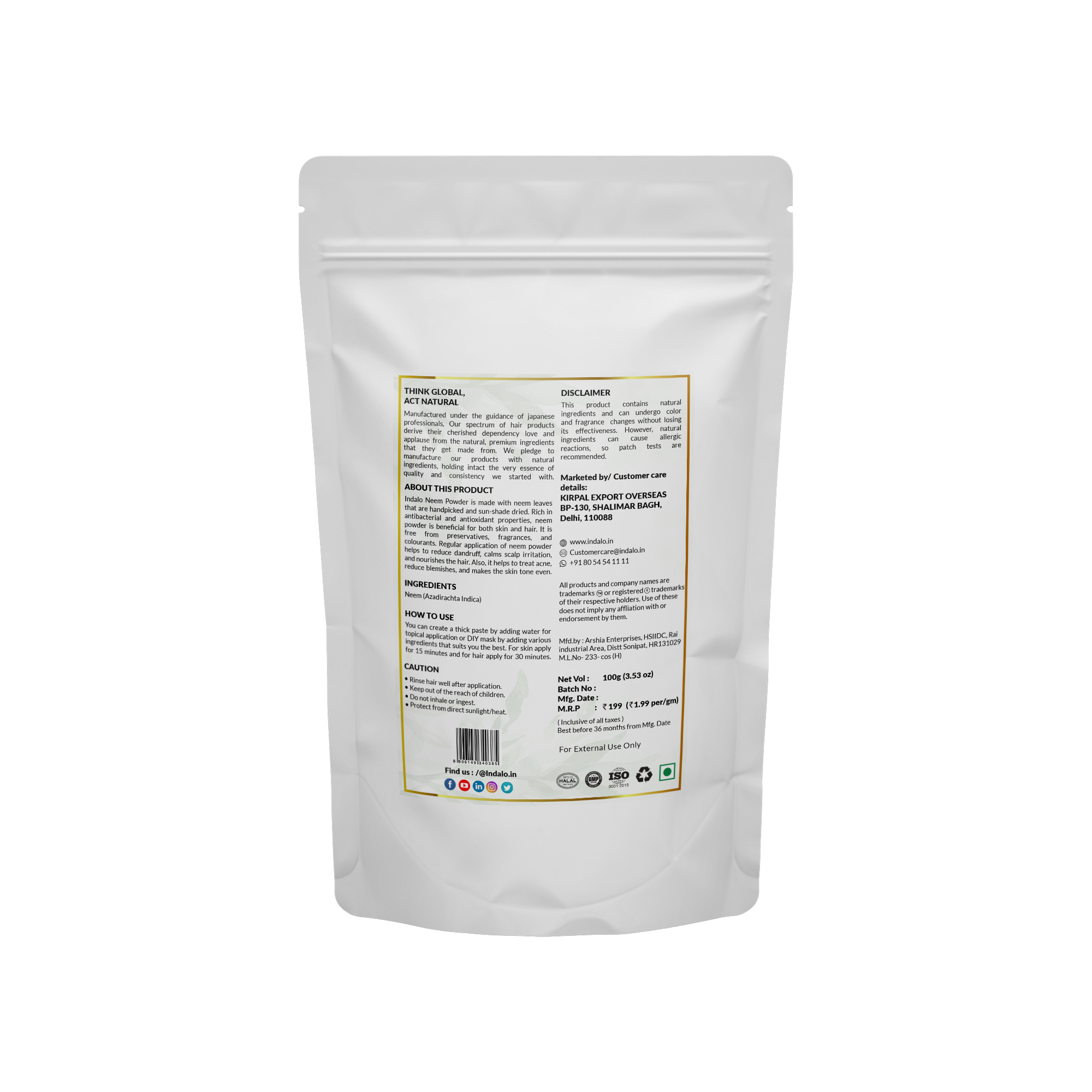 Shop Natural Neem Powder at Affordable Prices | Indalo